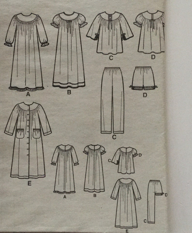 Simplicity 5382 Round Yoke Pajamas Robe Nightgown Shorts Pants - Etsy