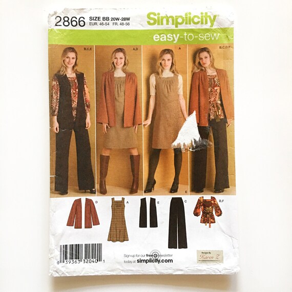 Simplicity 2866 Square Neck Peasant Blouse Pants Jumper Jacket | Etsy