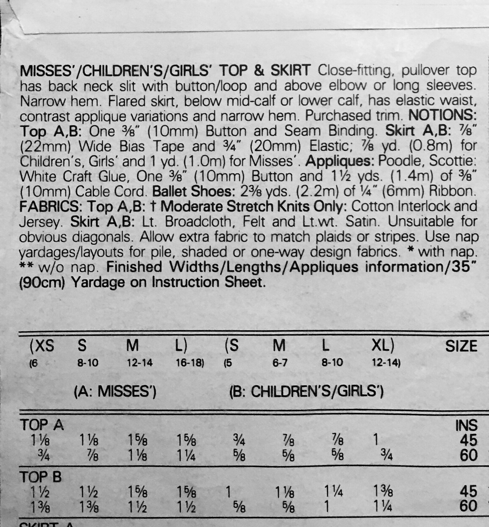 Butterick 4286 Girls 50's Costume Poodle Circle Skirt 5-14 Uncut Sewing ...