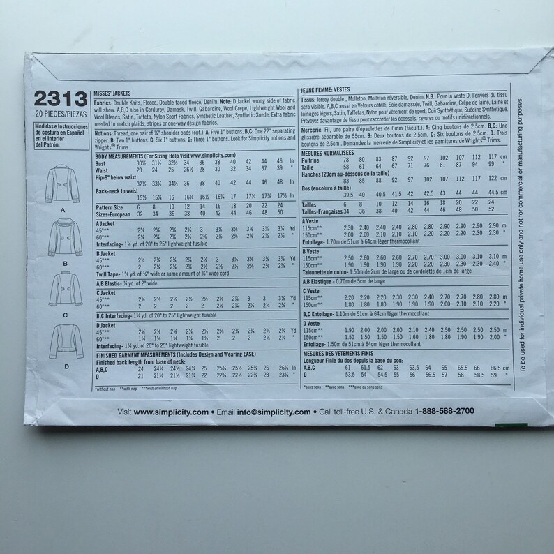 Simplicity 2313 Jackets Ruffled Standing Collar Flap Pockets Button ...