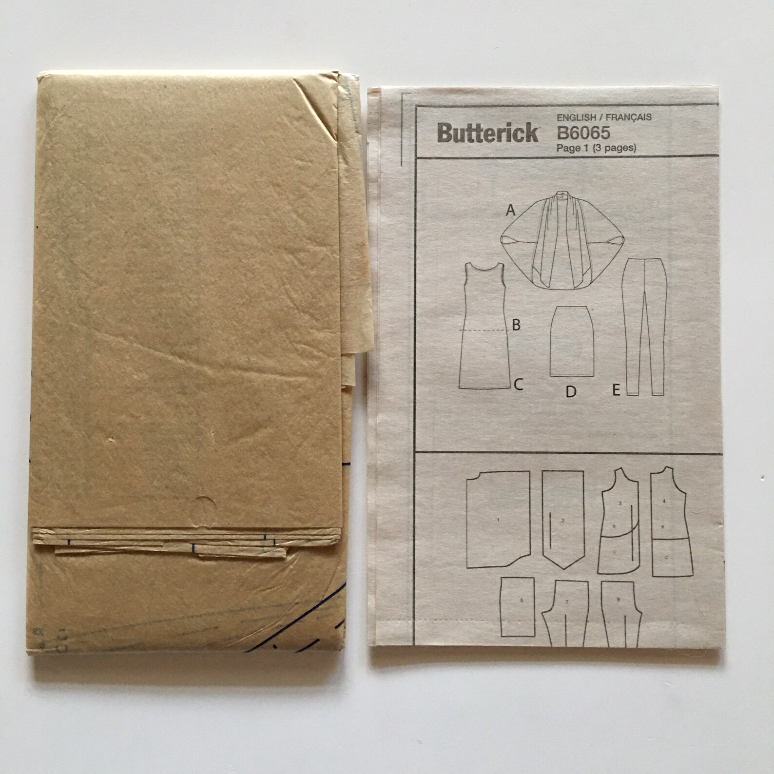 Butterick 6065 Butterfly Batwing Jacket Tank Dress Skirt Pants Misses 4 ...