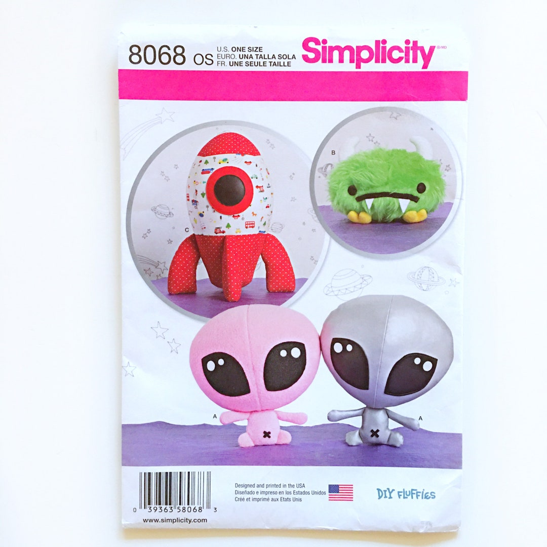 Simplicity 8068 Alien Space Monster Rocket Ship Stuffed Toys Uncut ...
