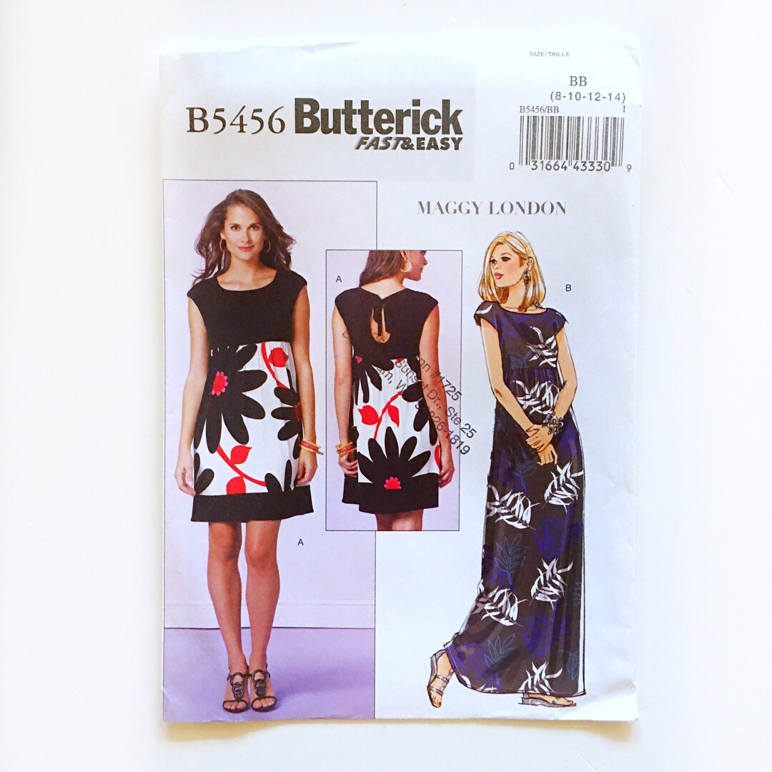 Butterick 5456 Maggy London Back Keyhole Maxi or Midi Dress Misses 8-14 ...