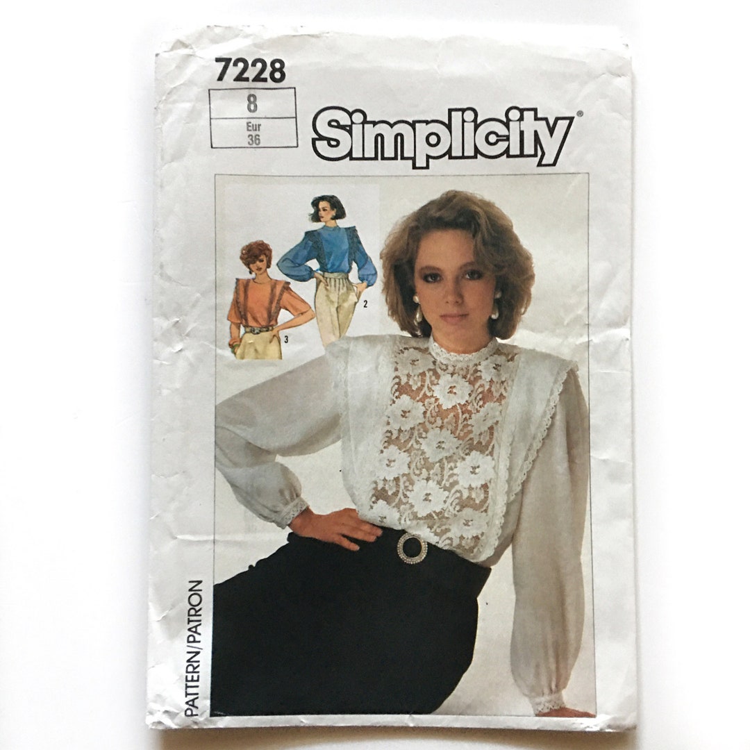 Simplicity 7228 Flanged Edwardian High Neck Blouse Back Opening Misses ...
