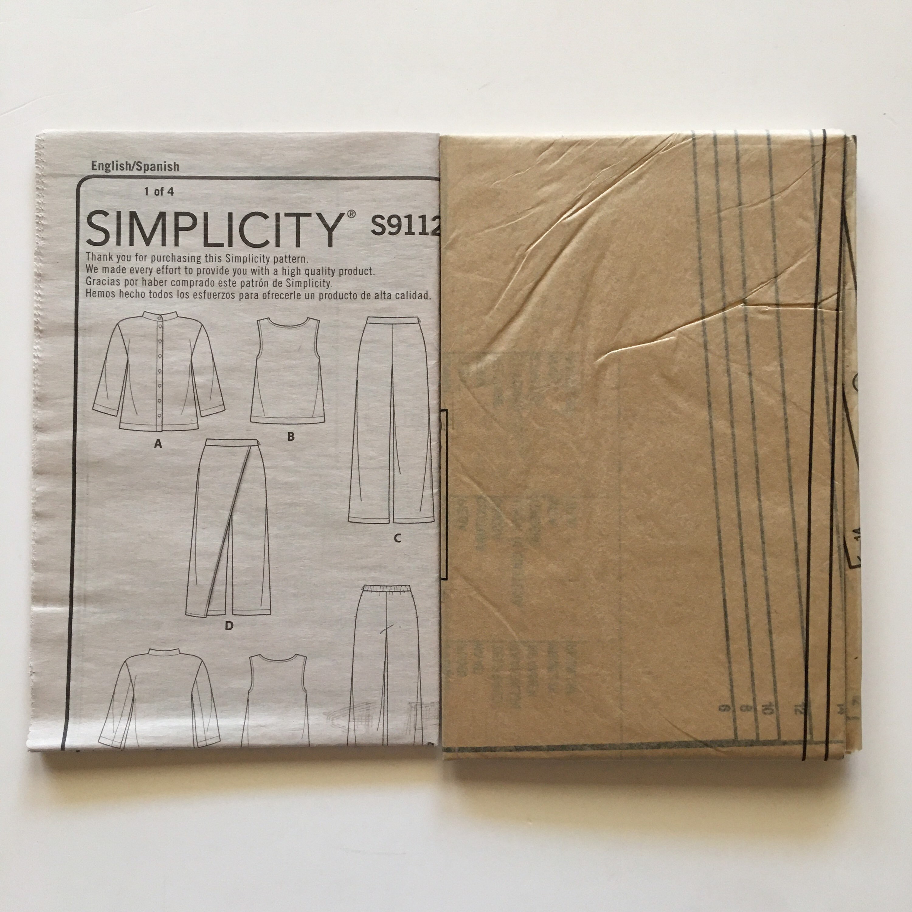 Simplicity 9112 Standing Collar Button Down Top Shell and - Etsy