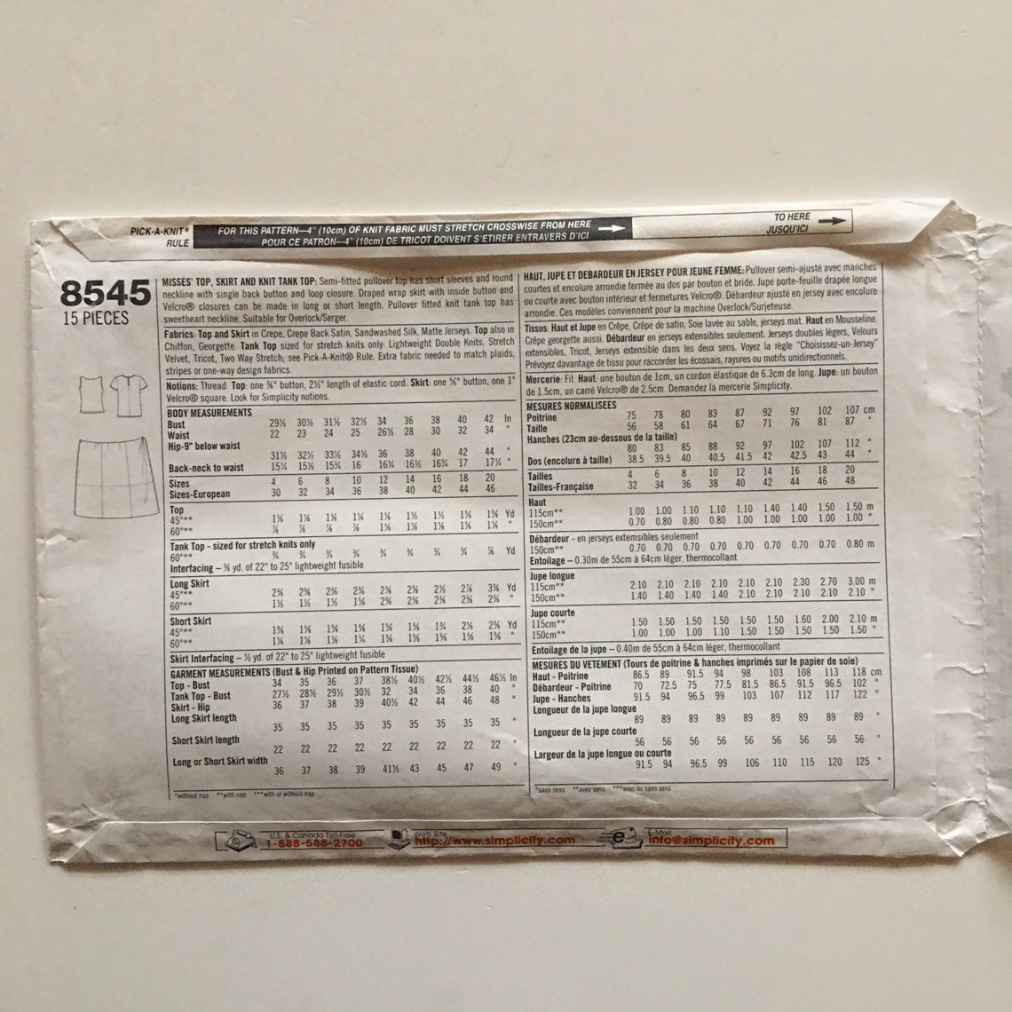 Simplicity 8545 Wrap Skirt in Two Lengths Sweetheart Neckline Tank Top ...