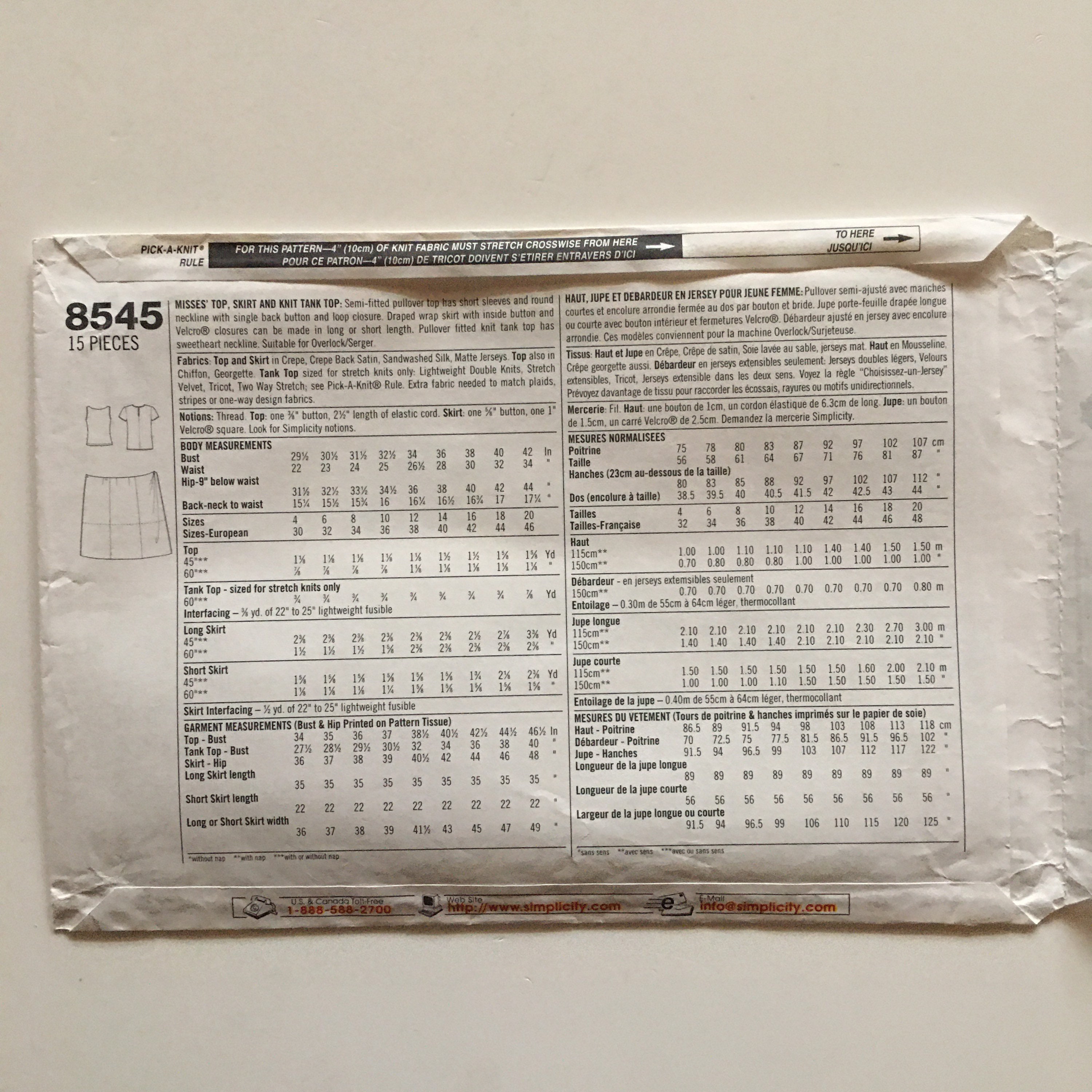 Simplicity 8545 Wrap Skirt in Two Lengths Sweetheart Neckline Tank Top ...