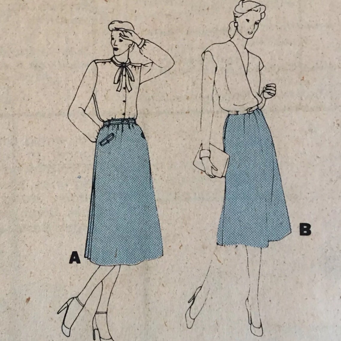 Vogue 7658 Misses A-line Skirt Size 16 Welt Pockets Pleats Uncut Sewing ...