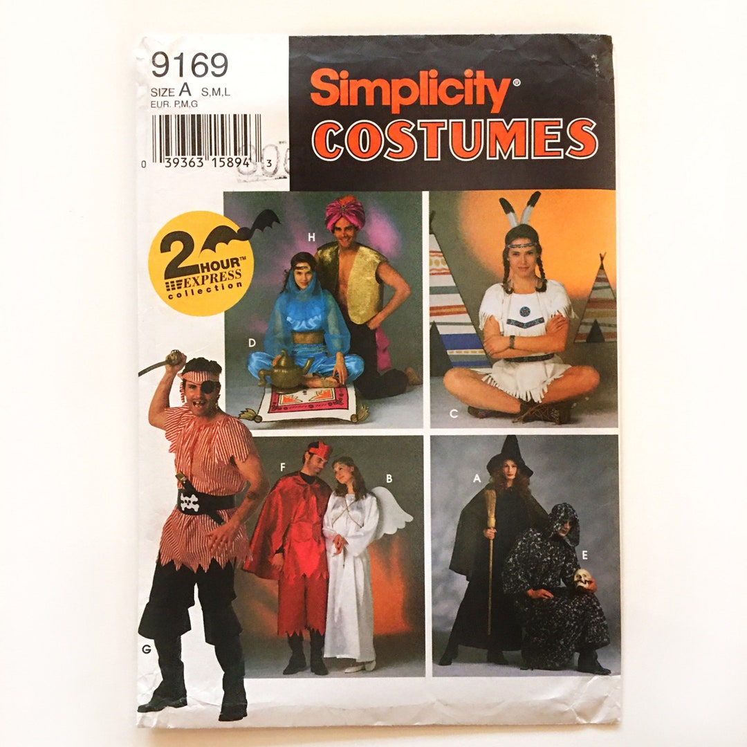 Simplicity 9169 Adult Halloween Costumes Genie Pirate Devil Angel Witch ...