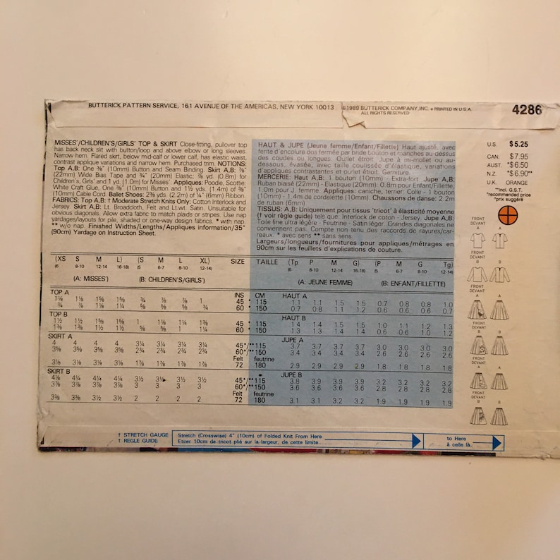 Butterick 4286 Girls 50's Costume Poodle Circle Skirt 5-14 Uncut Sewing ...