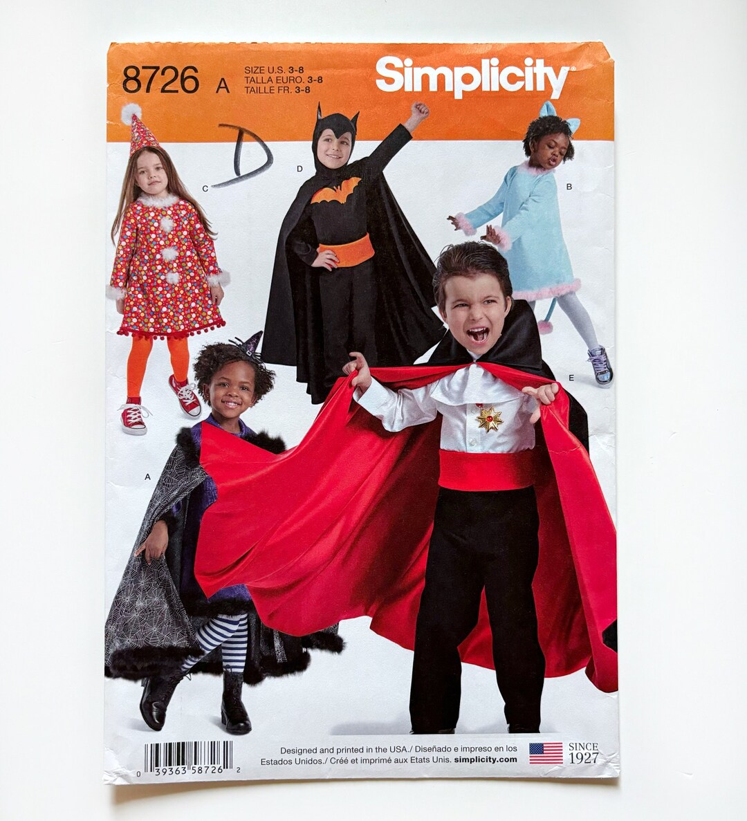 Simplicity 8726 Childs Costumes Dracula Batman Kitty Witch Clown Kids 3 ...