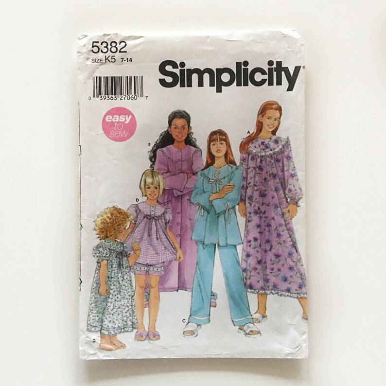 Simplicity 5382 Round Yoke Pajamas Robe Nightgown Shorts Pants - Etsy