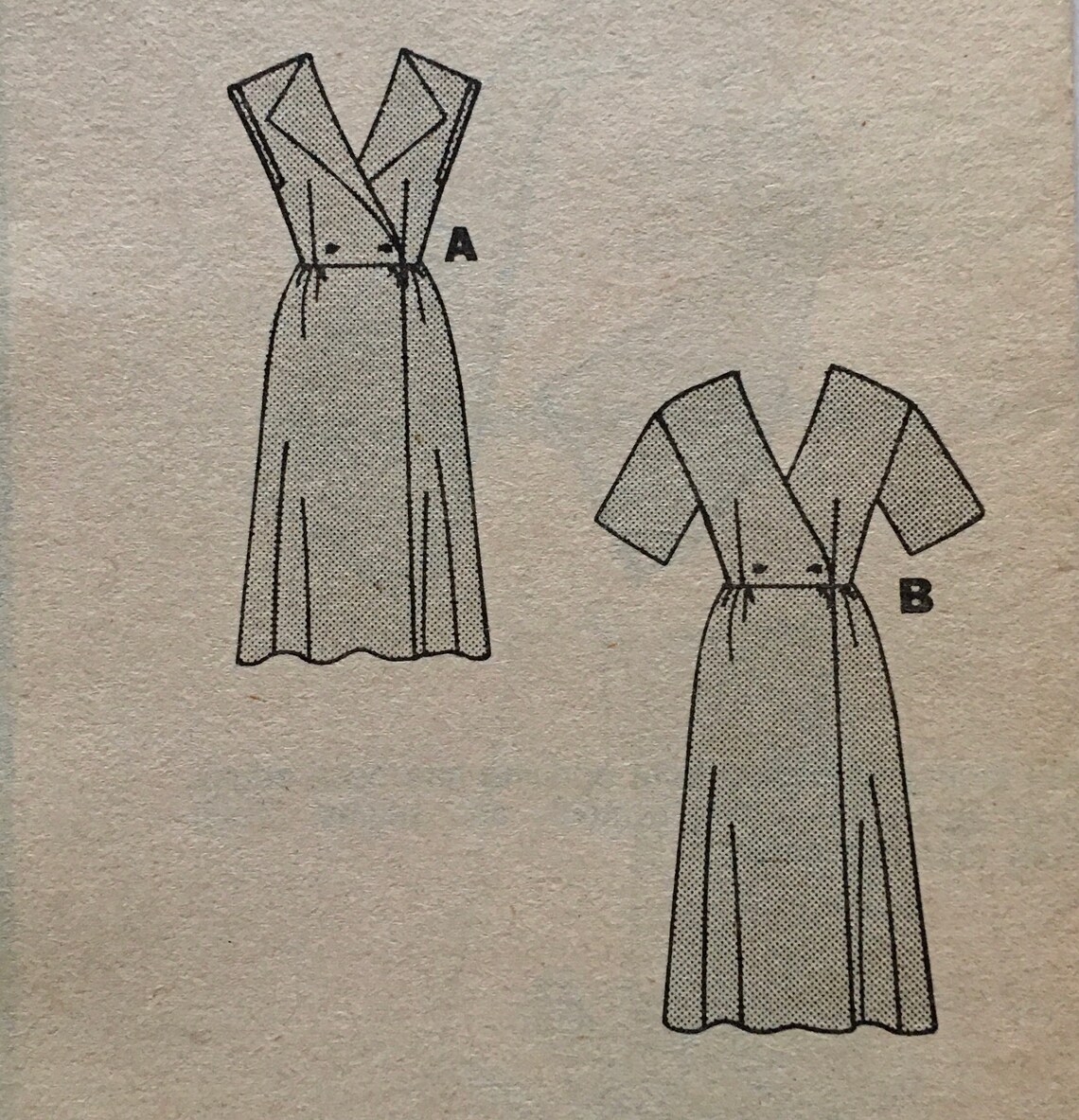 Vintage Vogue 9282 Wrap Dress Dropped Shoulder Cap Sleeve Misses 6 8 10 ...