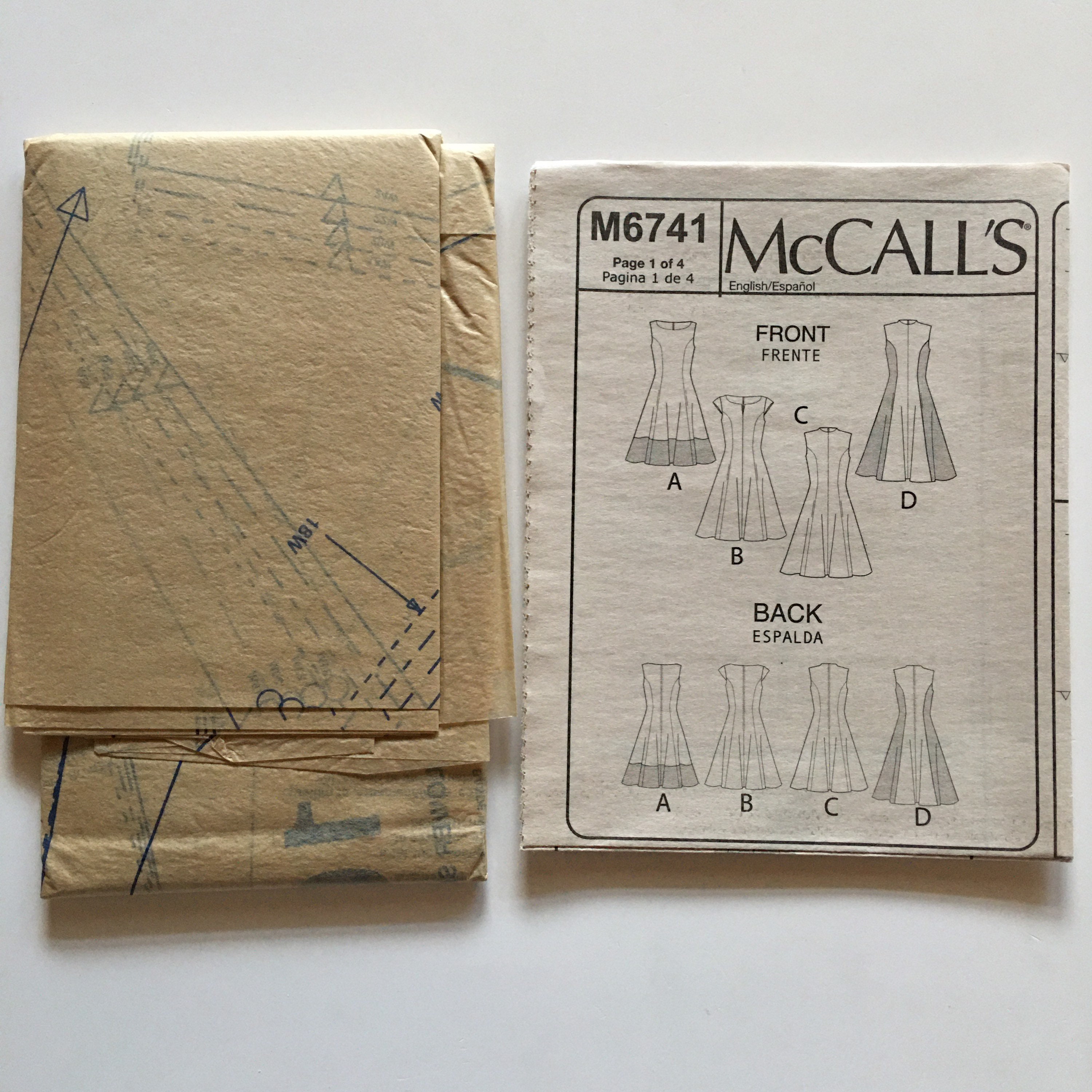 Mccall's 6741 Fit and Flare Dress Neckline Variations 18W 20W 22W 24W ...