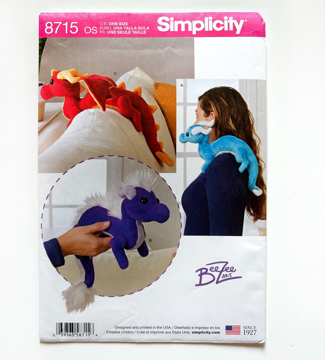Simplicity 8715 Stuffed Dragons Minky Fleece Plush Fur Toys - Etsy
