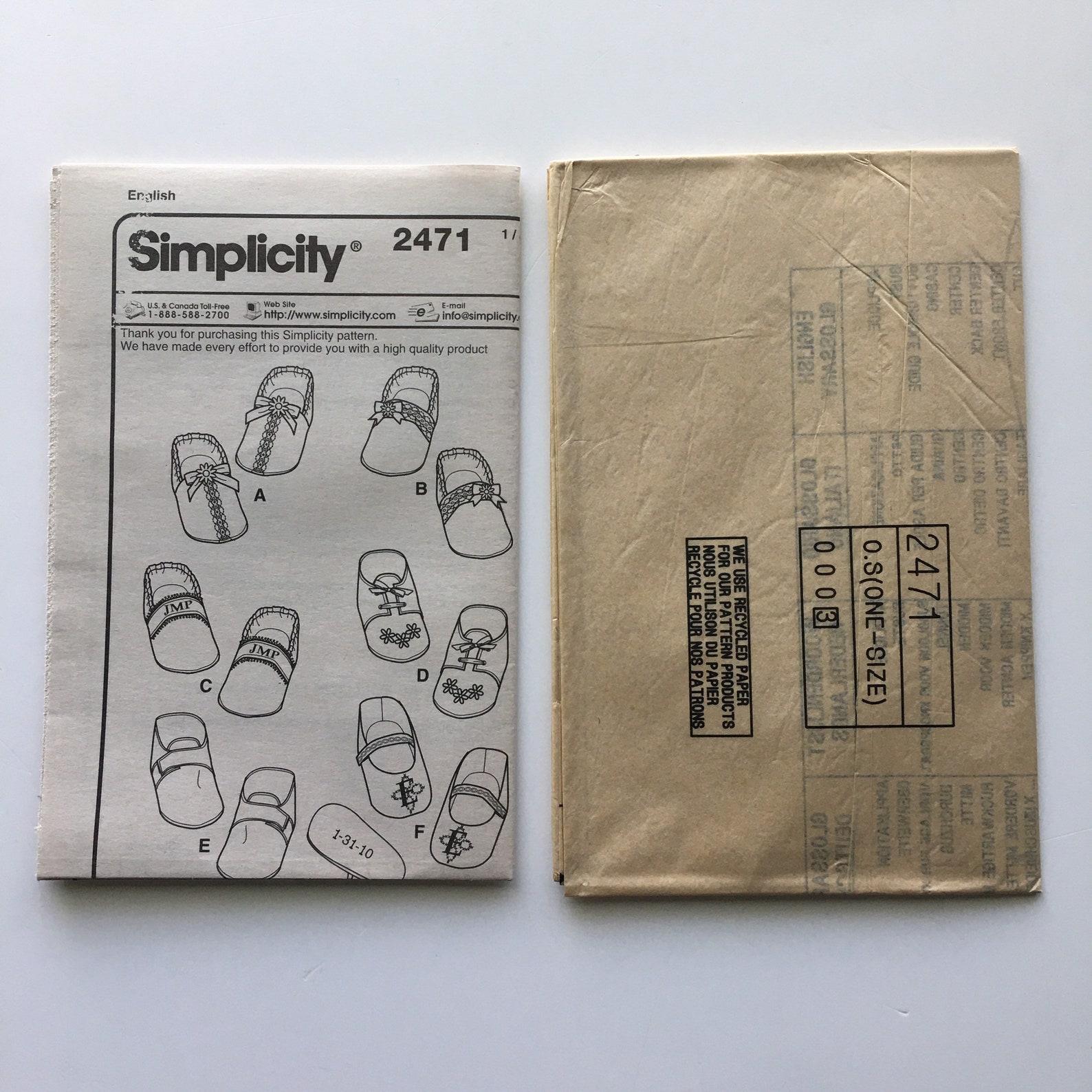 Simplicity 2471 Baby Shoes Soft Fabric Booties Mary Janes One Size ...