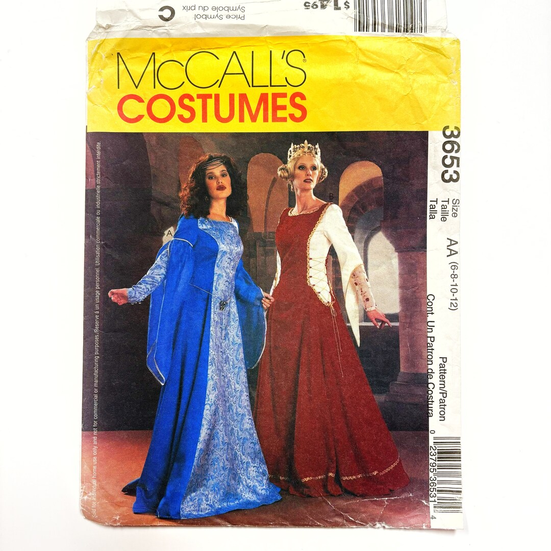 Mccall's 3653 Medieval Camelot Costume Dresses and Overdress ...