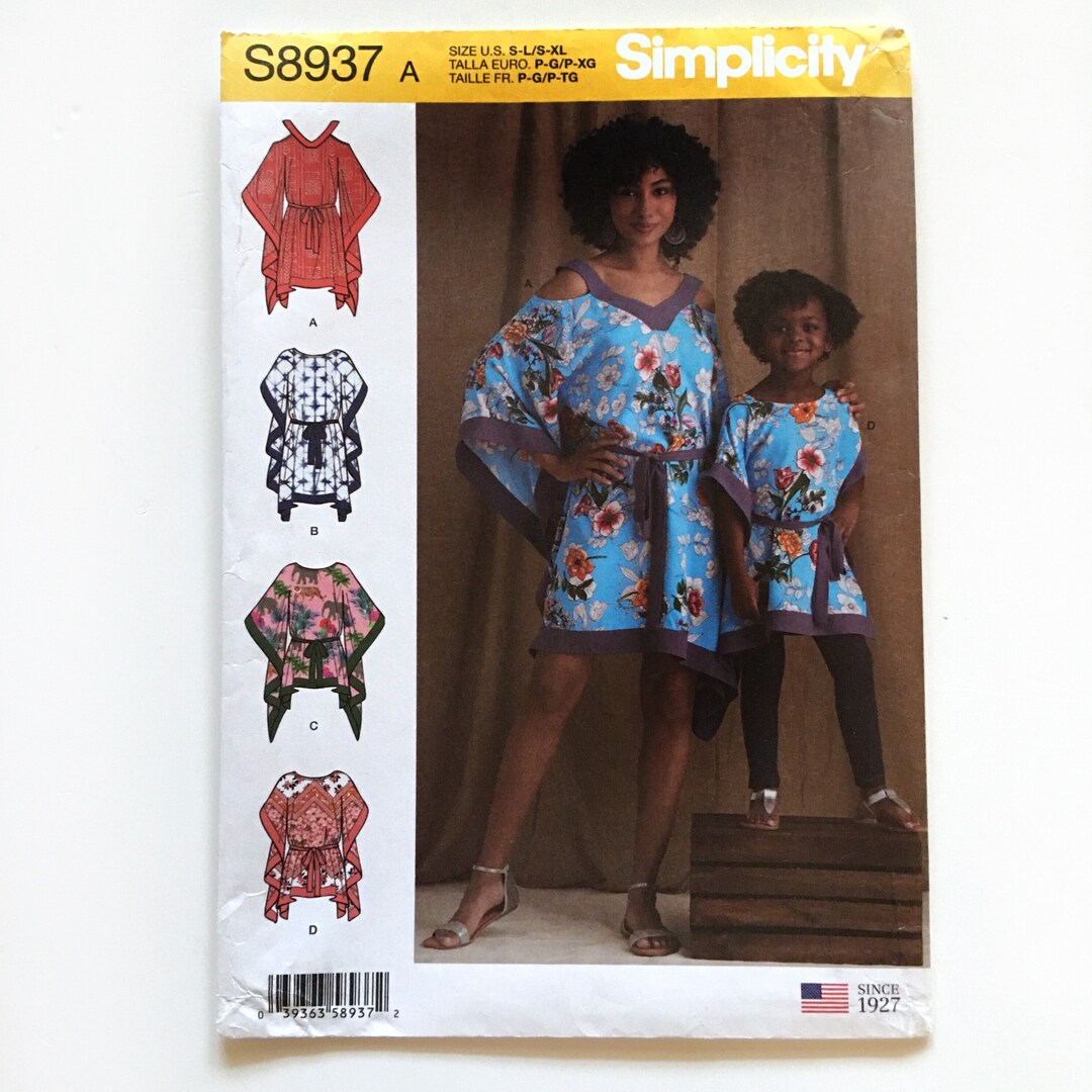 Simplicity 8937 Caftans Cold Shoulder Draped Sleeve Belted Misses and ...