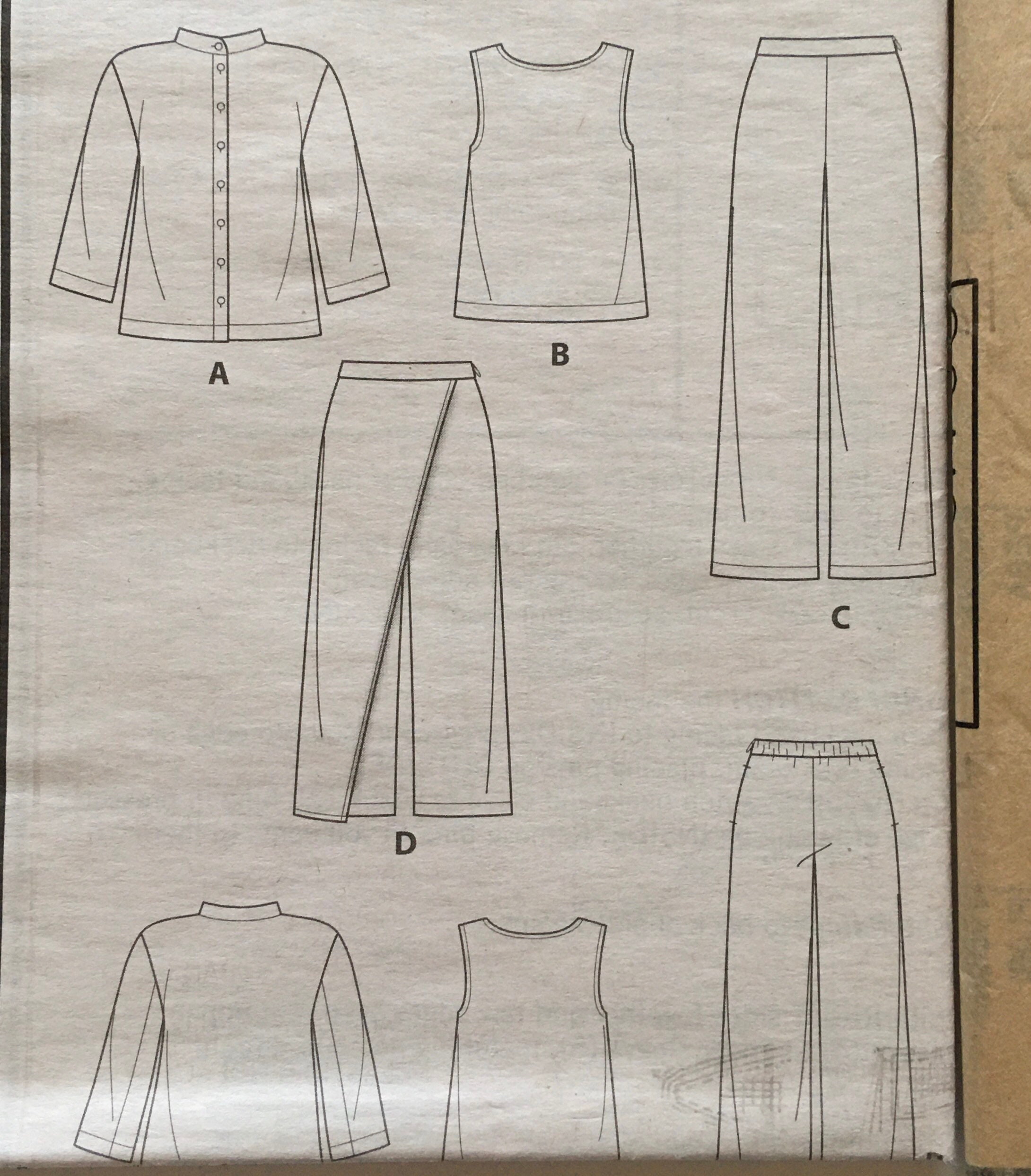 Simplicity 9112 Standing Collar Button Down Top Shell and Pants Misses ...
