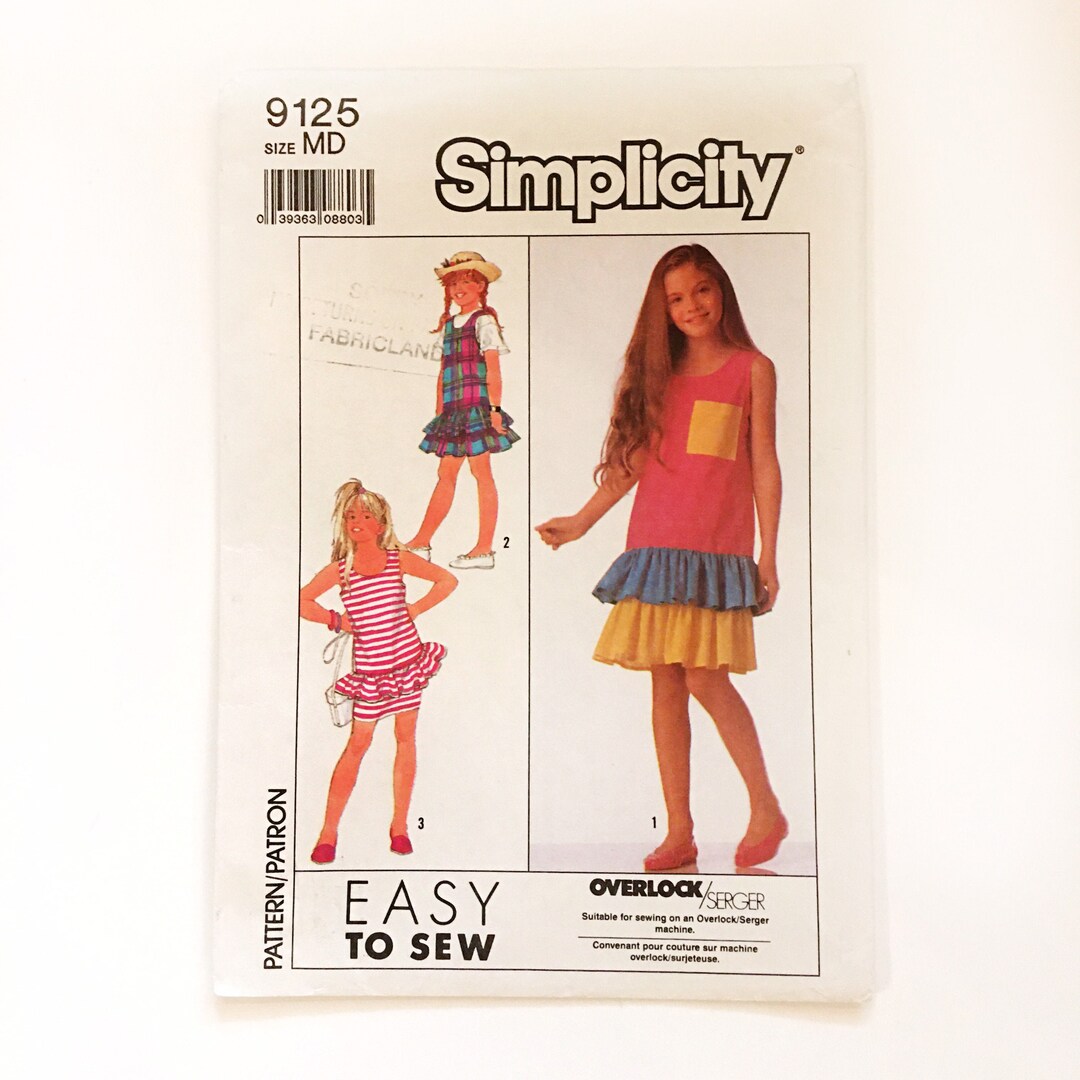 Simplicity 9125 Girls Ruffled Tank Sun Dress Medium 8 10 Uncut Sewing ...