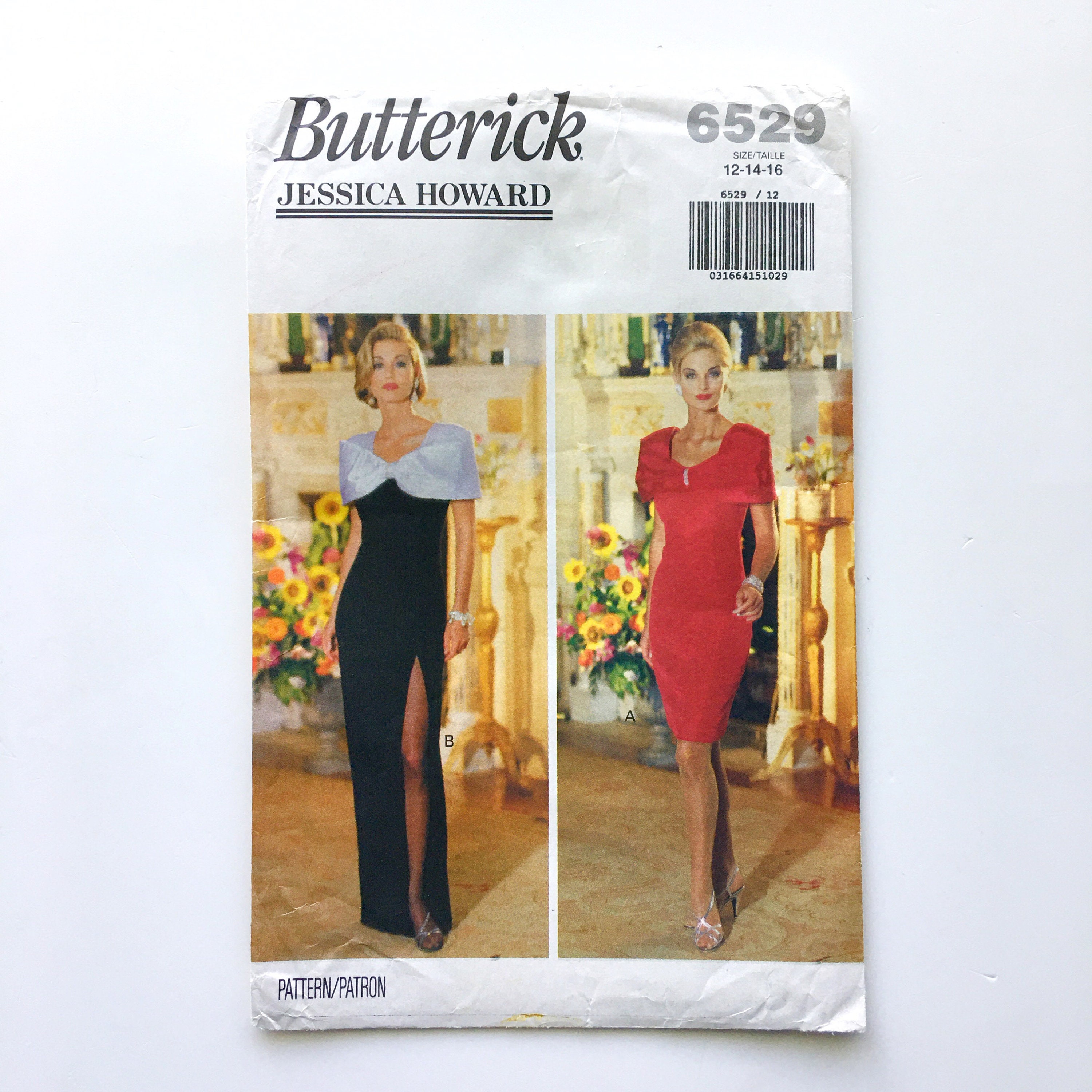 Butterick 6529 Fitted Straight Evening Gown Floor or Knee Length Misses ...