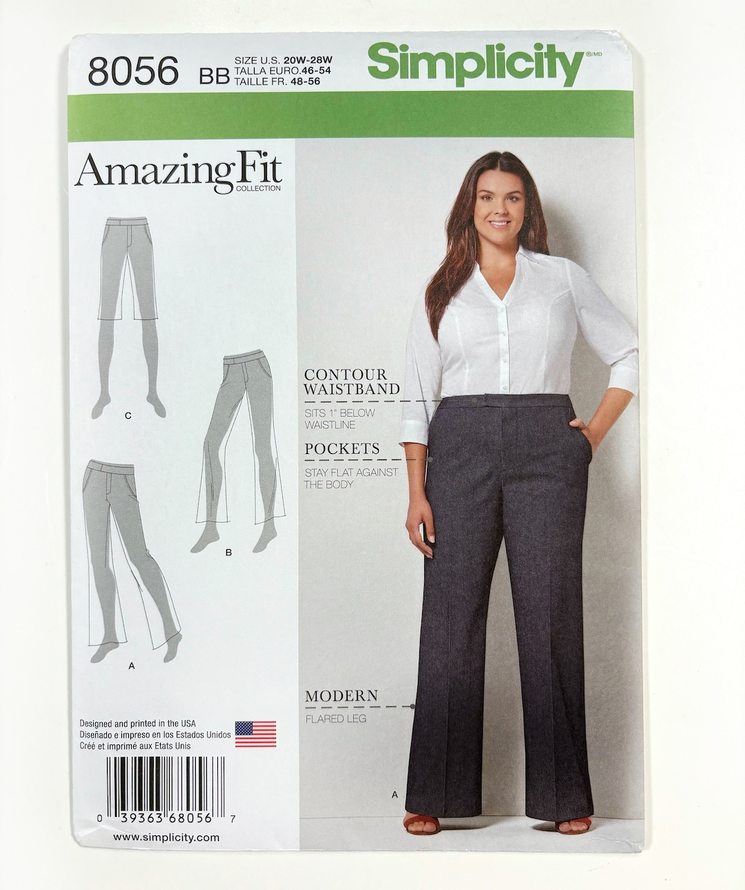 Simplicity 8056 Amazing Fit Flared Pants or Shorts Slim Average or ...