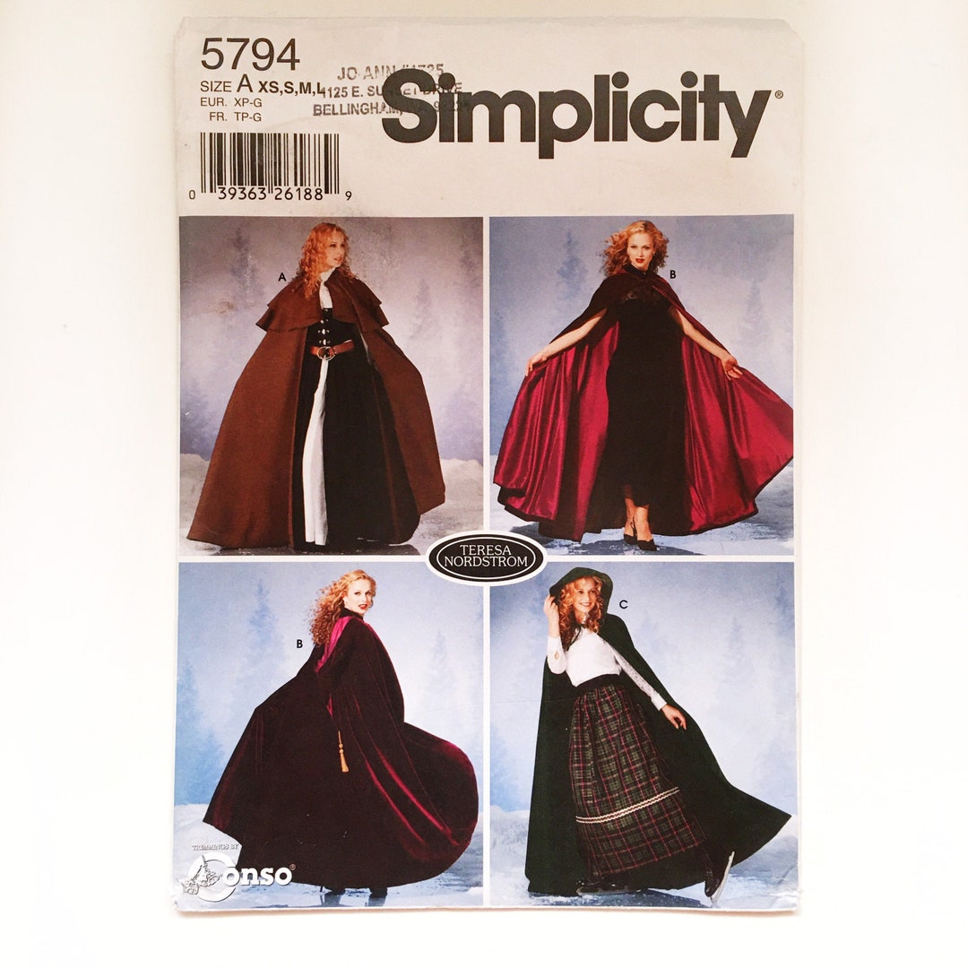 Simplicity 5794 Hooded Evening Length Capes Gothic Historical Cosplay ...