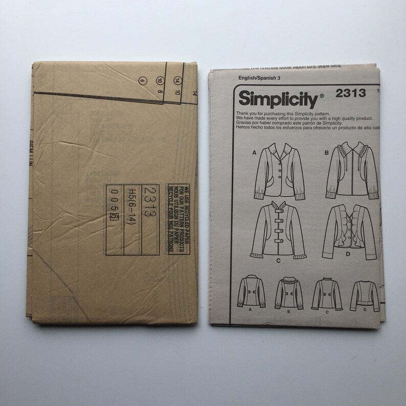 Simplicity 2313 Jackets Ruffled Standing Collar Flap Pockets Button ...