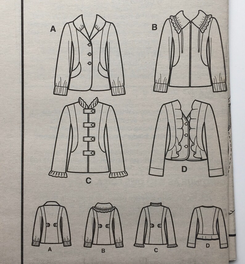 Simplicity 2313 Jackets Ruffled Standing Collar Flap Pockets Button ...