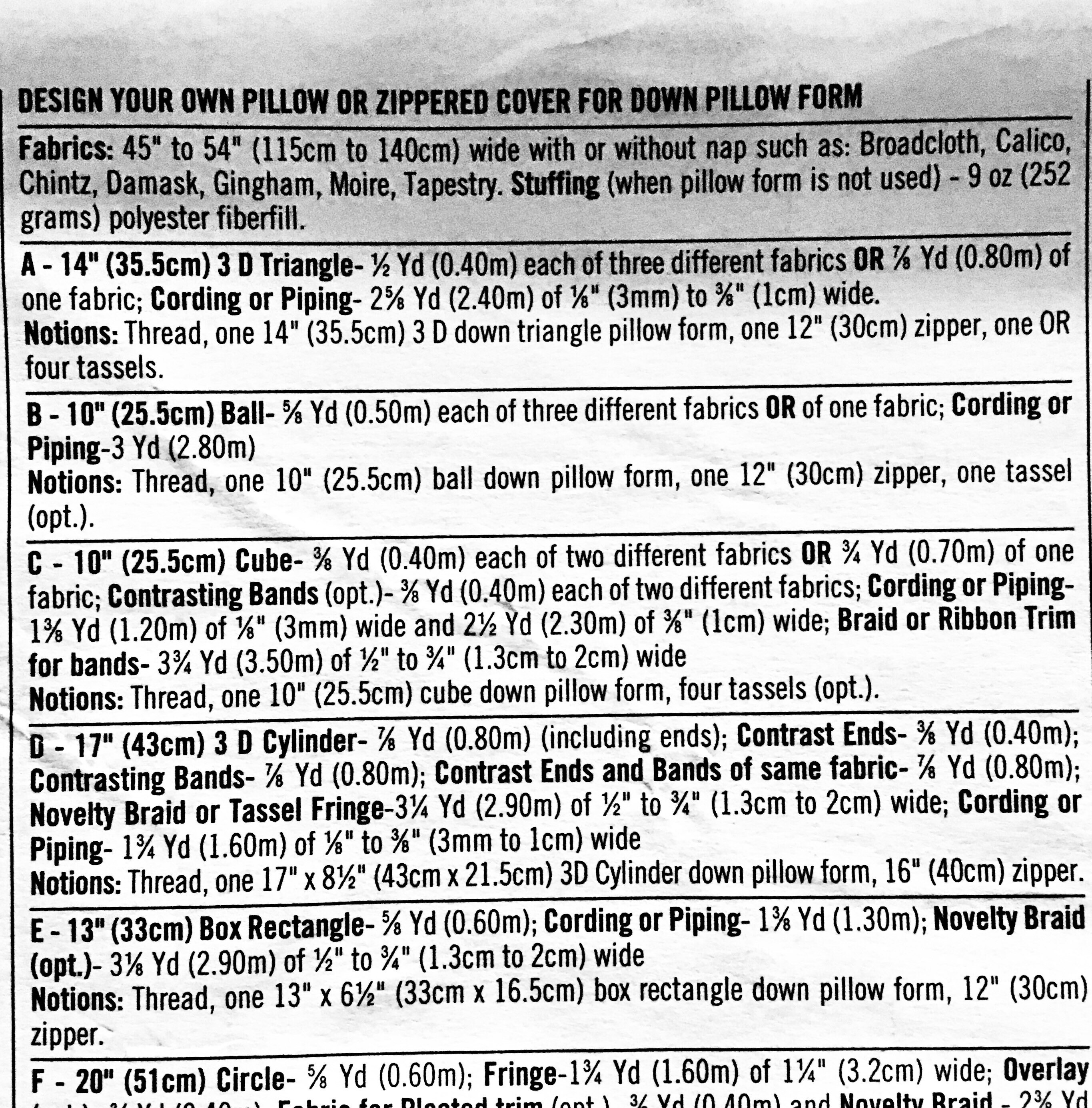 Simplicity 7112 Design Your Own Pillows Round Square Bolster - Etsy