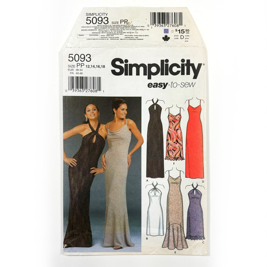 Simplicity 5093 Knit Evening Dresses Halter Keyhole Draped Misses 12-18 ...
