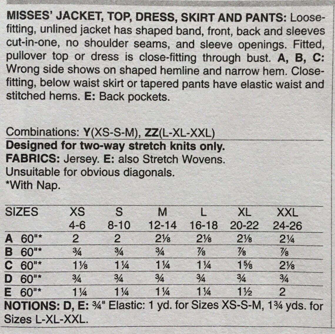 Butterick 6065 Butterfly Batwing Jacket Tank Dress Skirt Pants Misses 4 ...