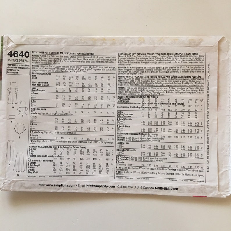 Simplicity 4640 V Neck Dress, Empire Waist Top, Full Skirt, Pants ...