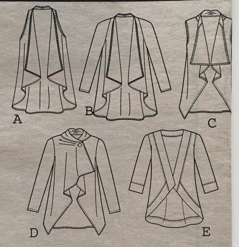 Butterick 5789 Draped Vest and Jackets Waterfall Cardigan Misses XS S M ...