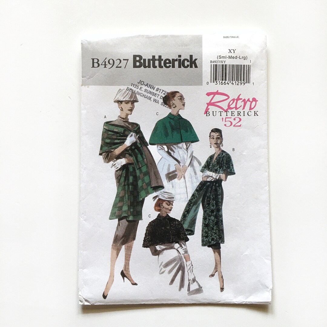 Butterick 4927 Retro 1950's Evening Wrap and Capelet Misses S M L 8 10 ...