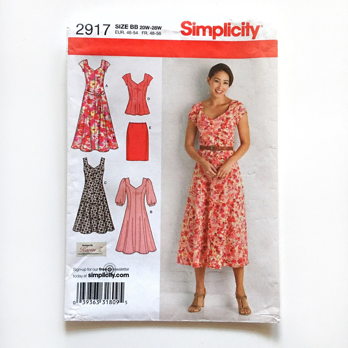 Simplicity 2917 Dress Tunic Skirt and Tie Belt 20W 22W 24W 26W 28W ...