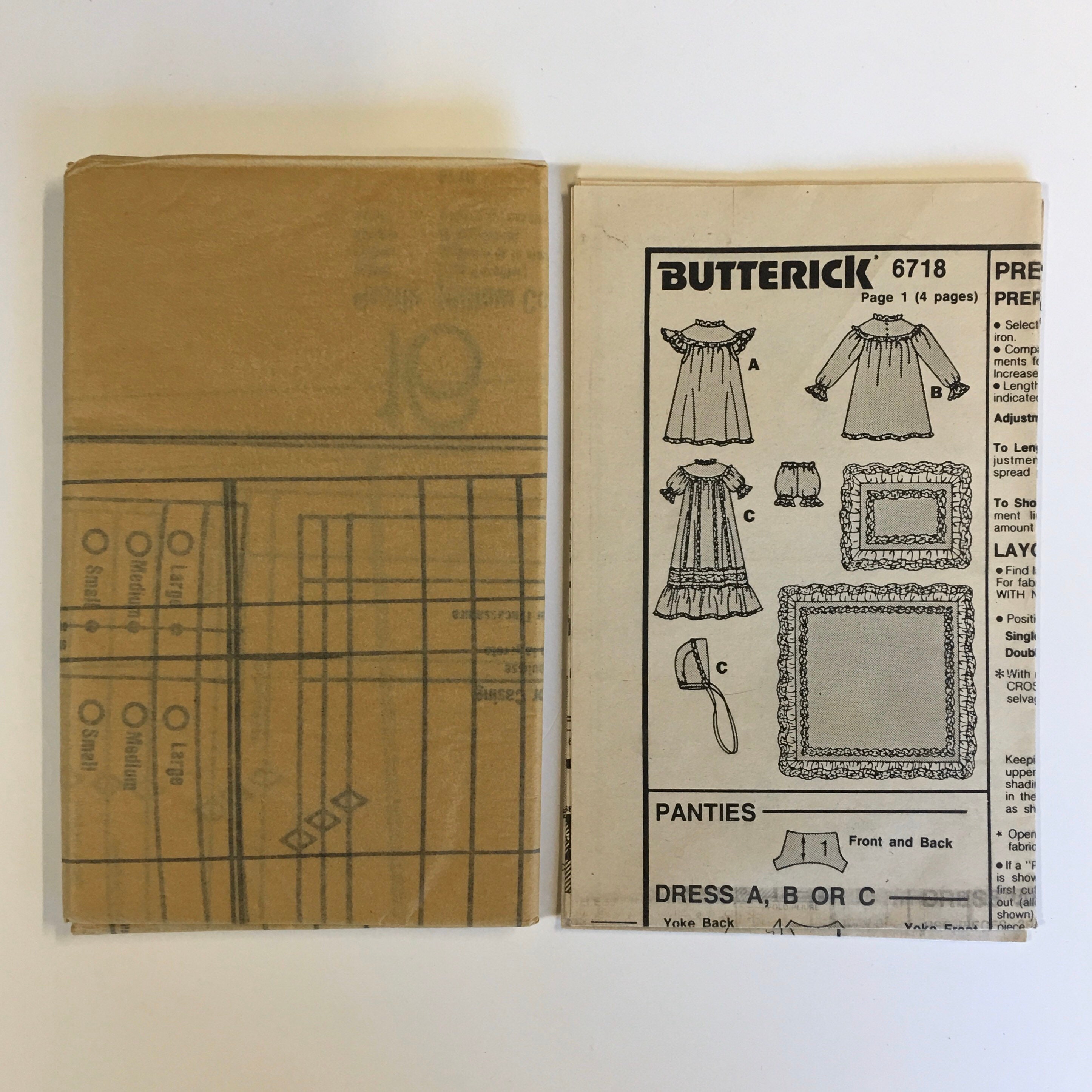 Butterick 6718 Infant Christening Gown Dress Bonnet Panties Blanket ...