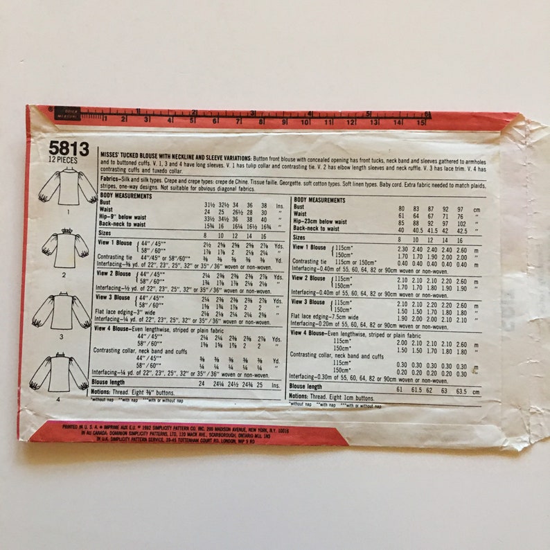 Simplicity 5813 Edwardian Victorian Blouse High Neck Tucks Ruffled ...