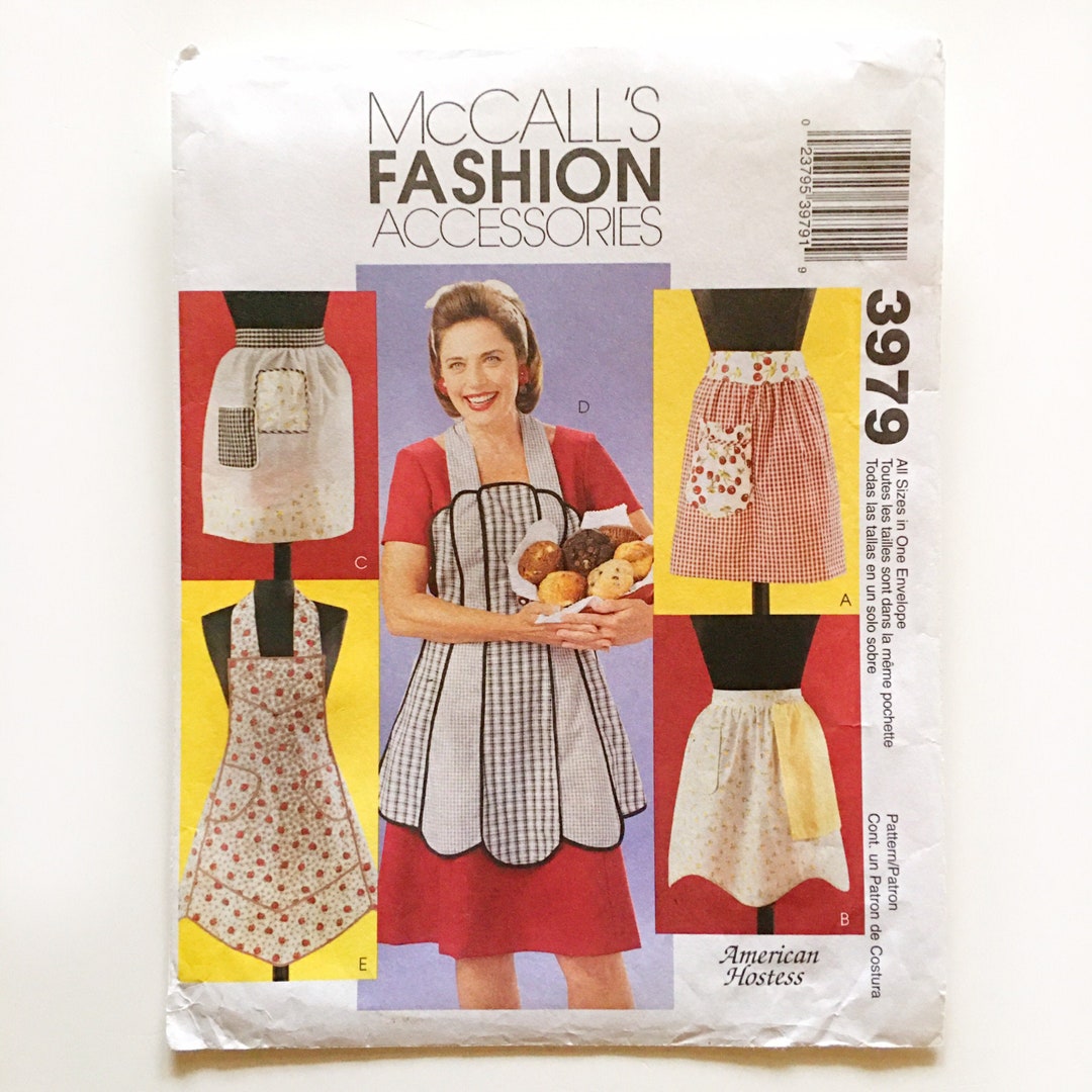 Mccall's 3979 Vintage Kitchen Aprons Half Apron Scalloped Full Apron ...