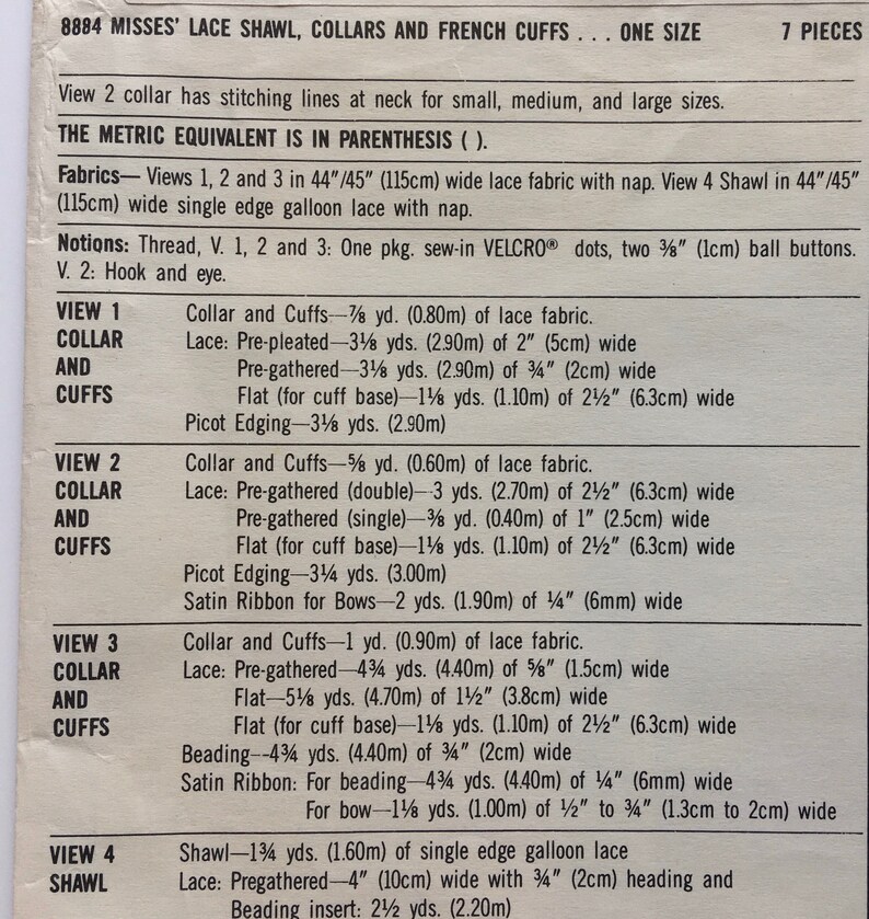 Simplicity 8884 Edwardian Victorian Steampunk Lace Collars French Cuffs ...