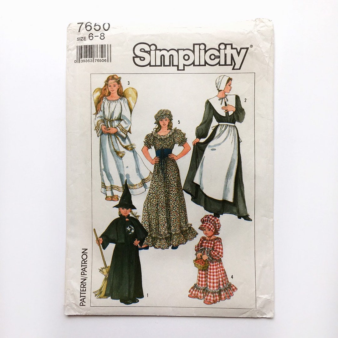 Simplicity 7650 Girls Pioneer Little House on the Prairie Colonial ...
