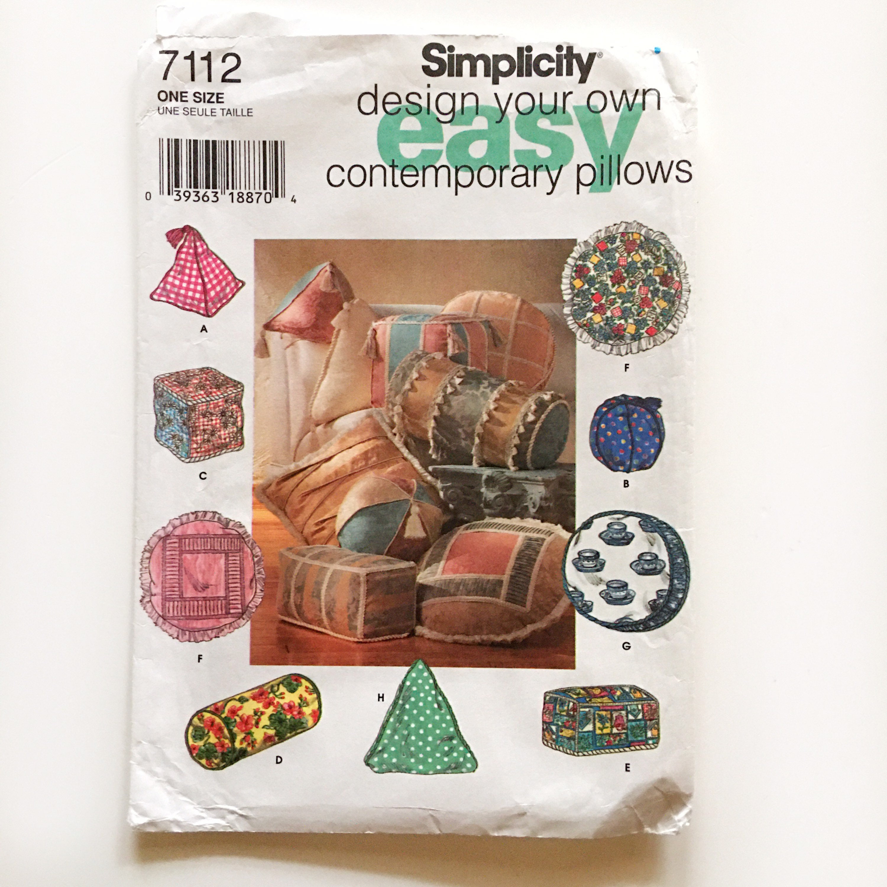 Simplicity 7112 Design Your Own Pillows Round Square Bolster - Etsy