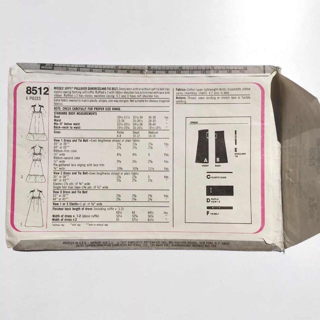 Simplicity 8512 Pullover Sundress and Tie Belt Misses 6-8 Uncut Sewing ...