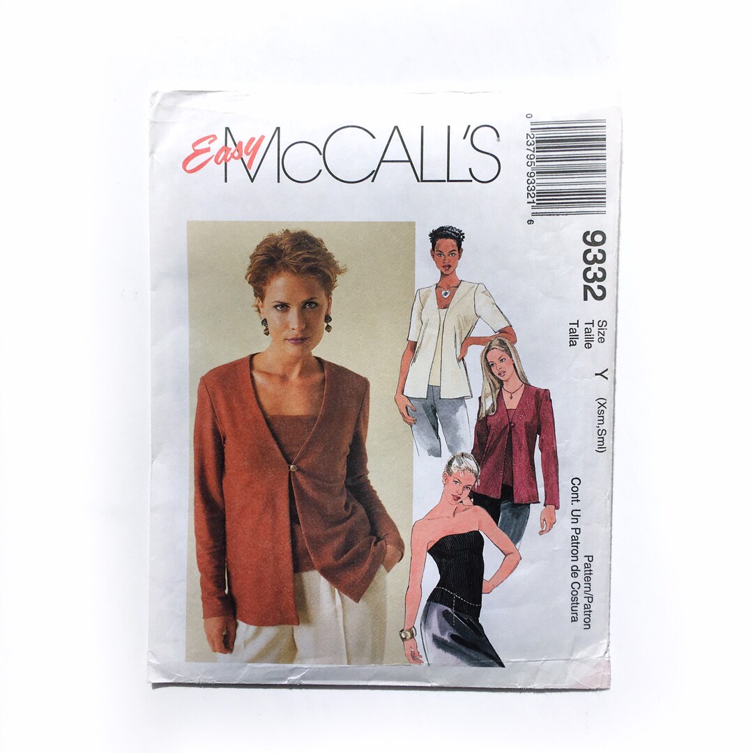 Mccall's 9332 Cardigan and Tube Top Strapless Shirt Misses - Etsy