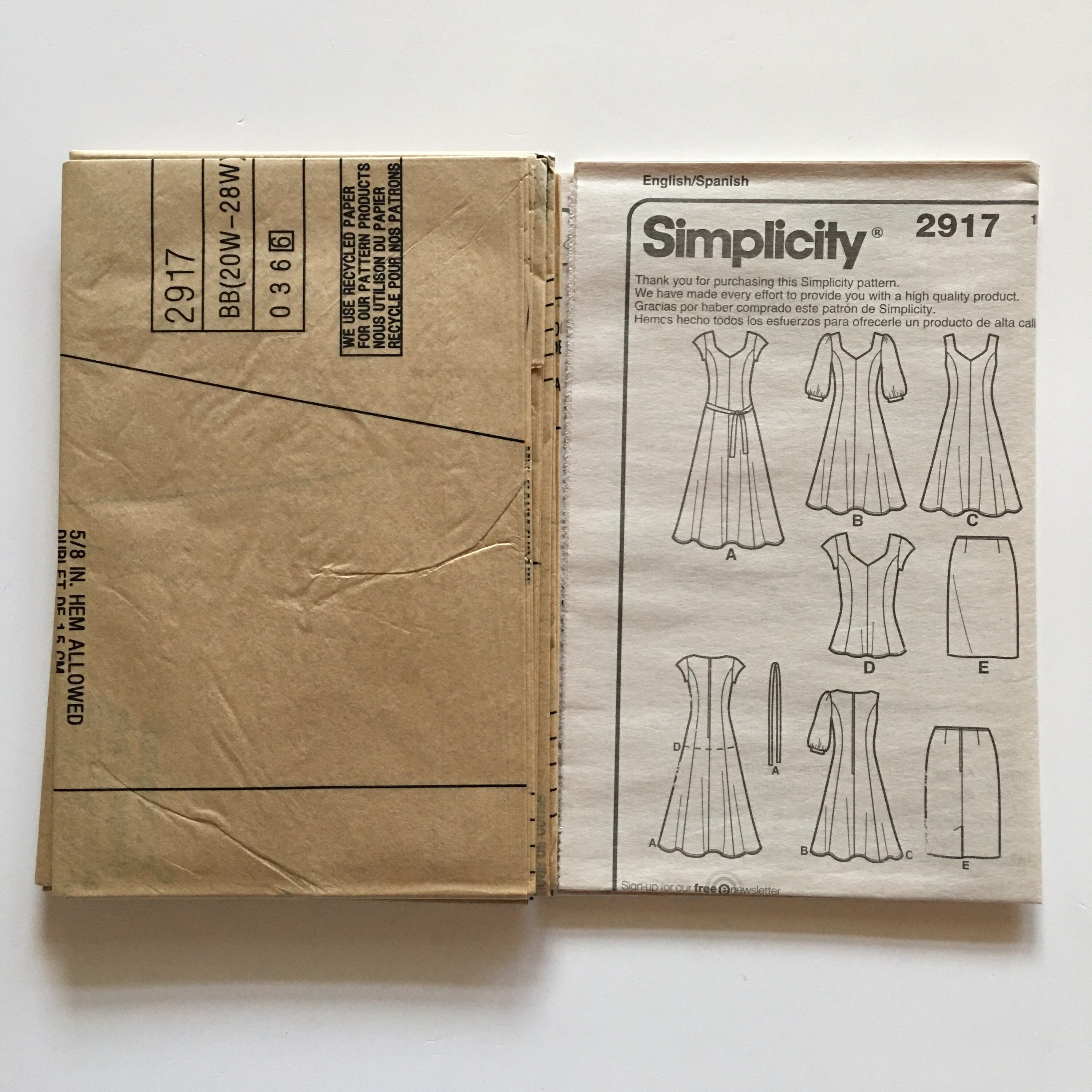 Simplicity 2917 Dress Tunic Skirt and Tie Belt 20W 22W 24W 26W 28W ...
