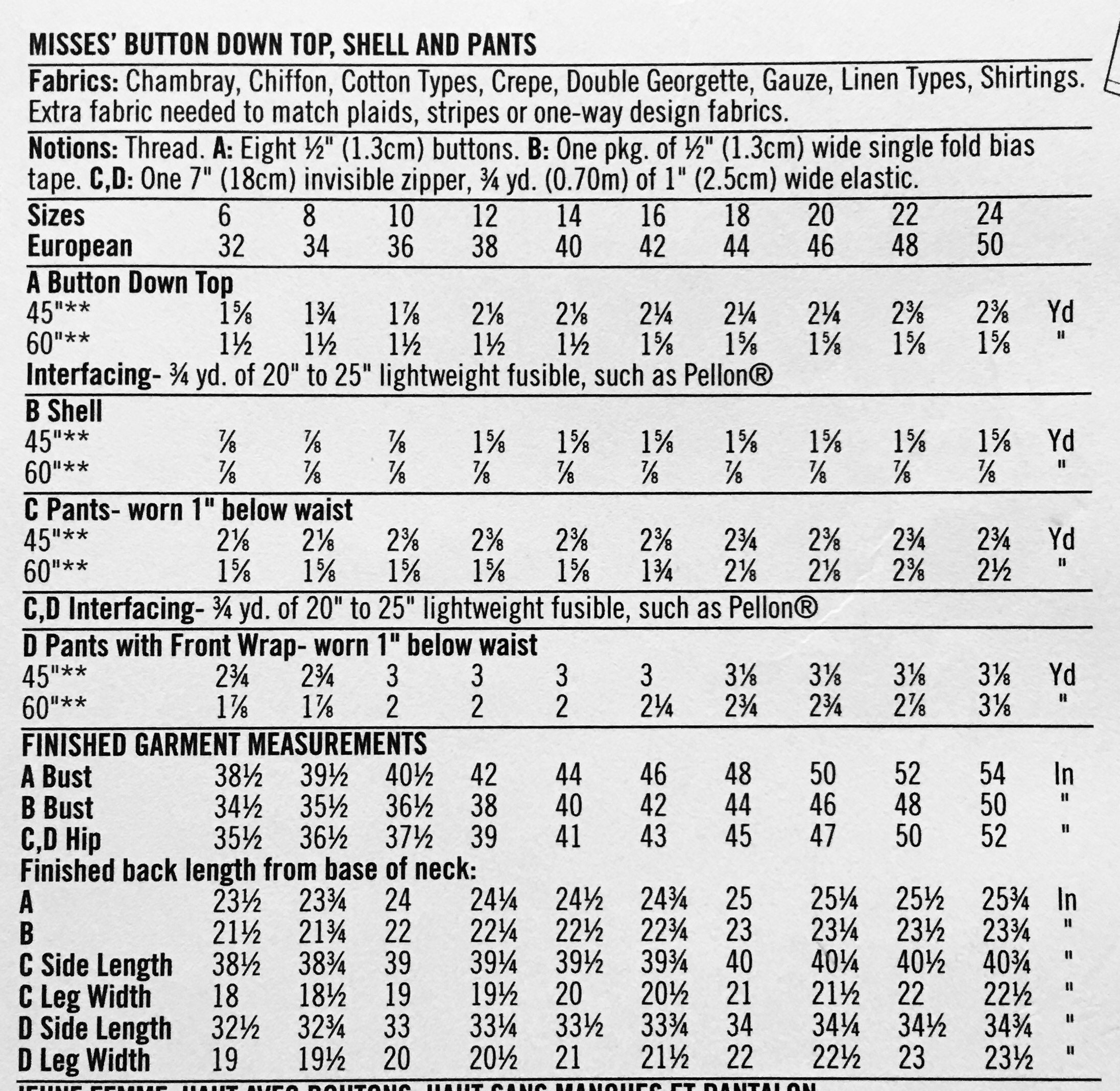 Simplicity 9112 Standing Collar Button Down Top Shell and - Etsy