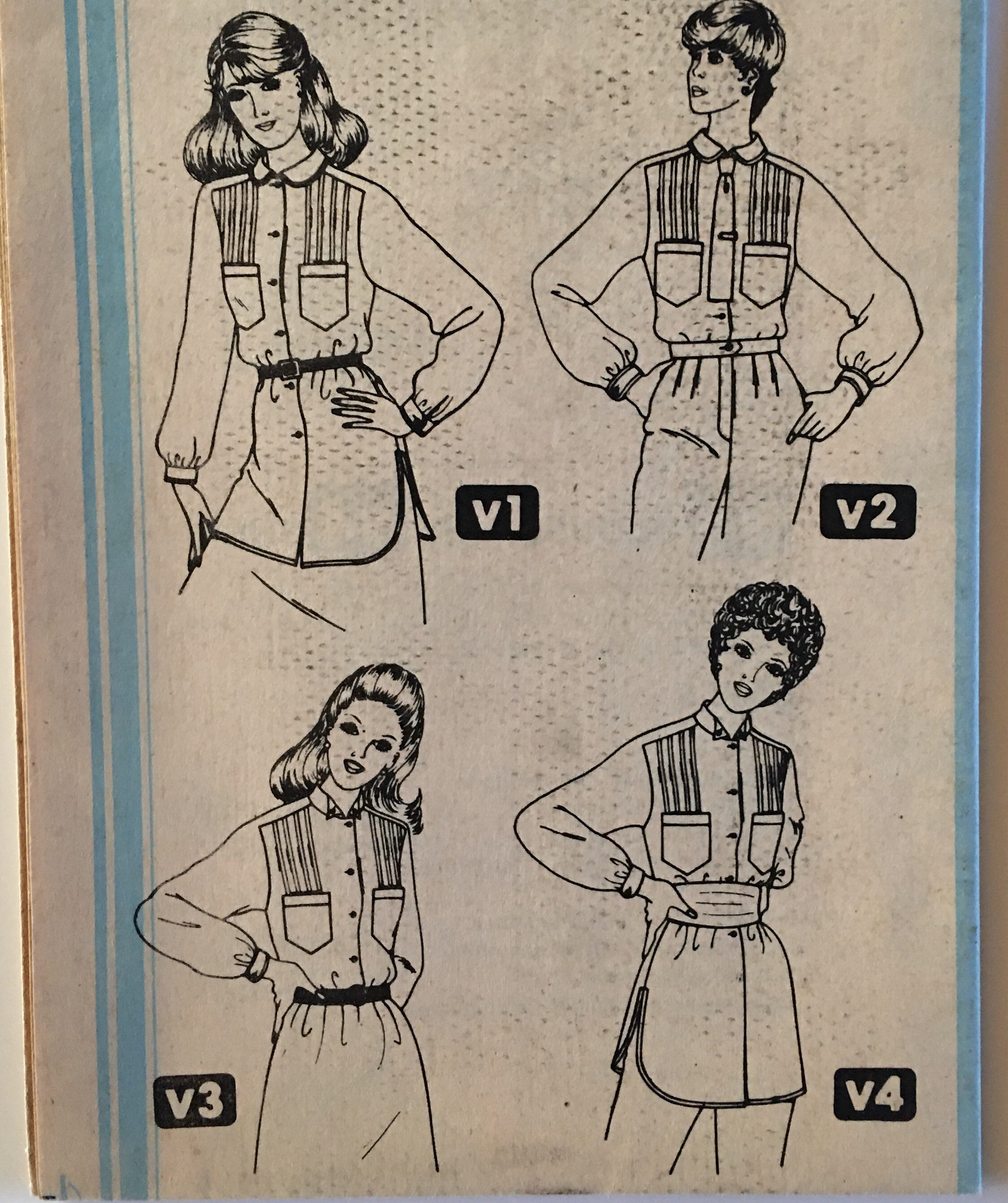 Simplicity 9140 Button Front Top or Tunic Peter Pan Collar Front Tucks ...