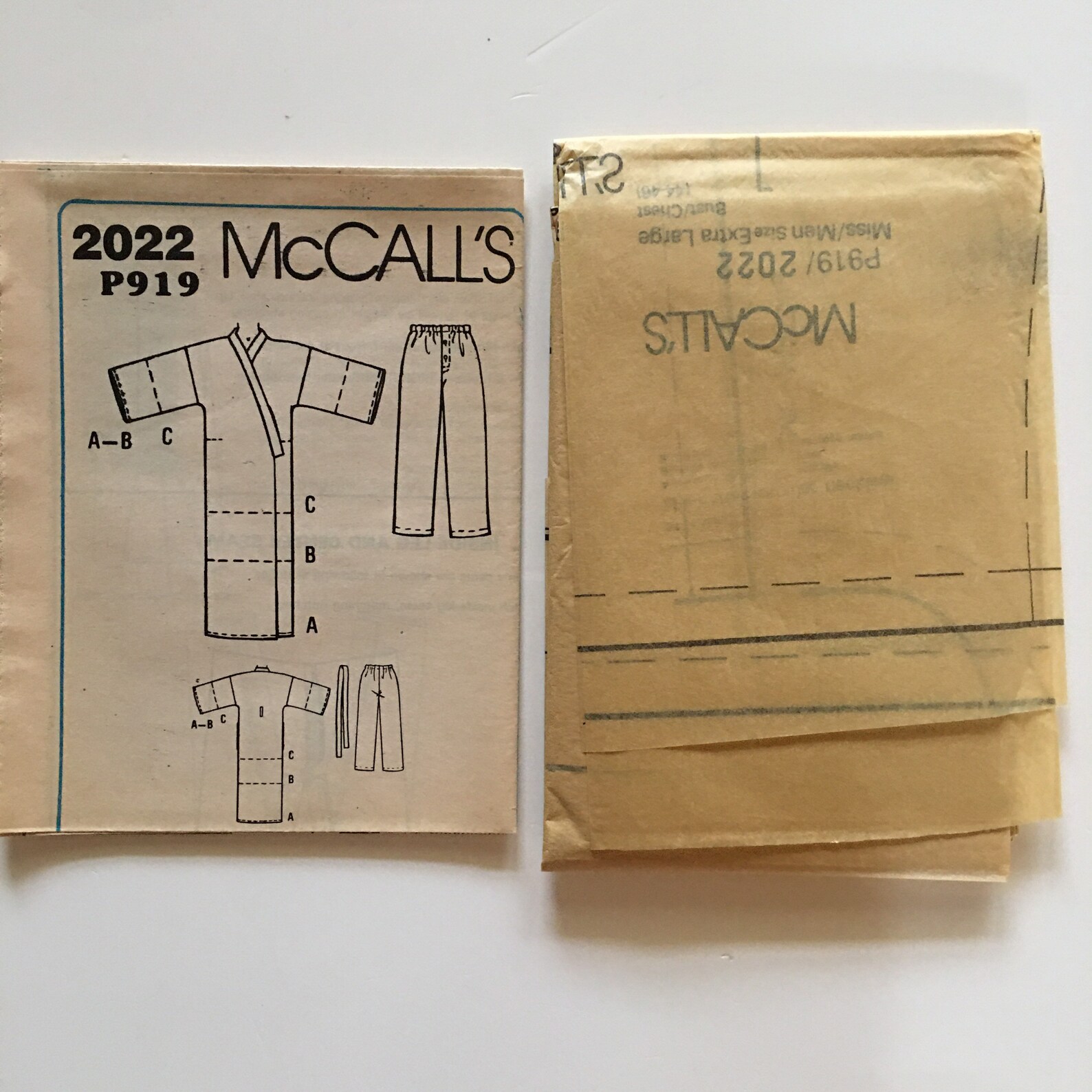 Mccall's 2022 Unisex Wrap Robe Lounge Pants XL 44 46 Uncut - Etsy