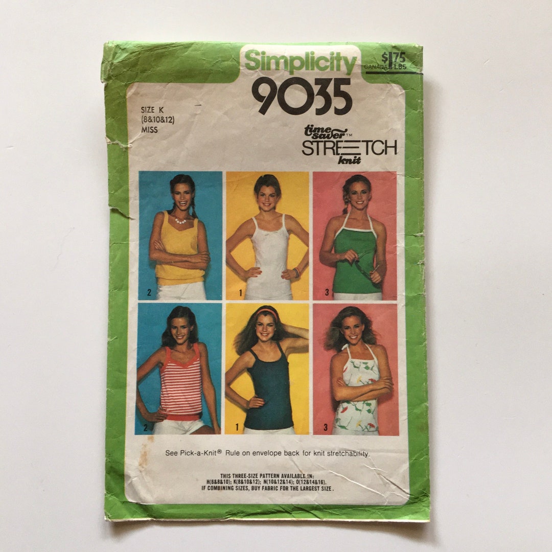 Simplicity 9035 Stretch Knit Summer Tops Tank Camisole Halter Misses 8 ...