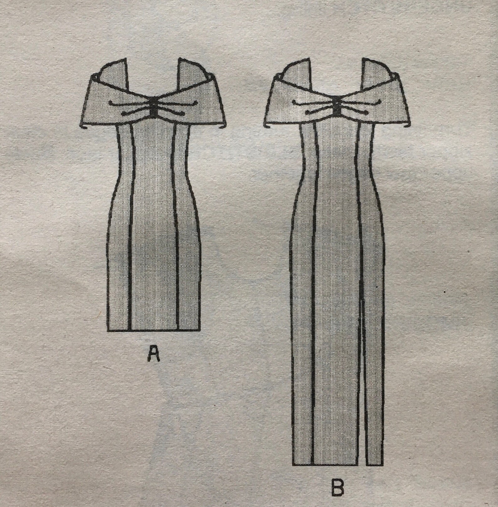 Butterick 6529 Fitted Straight Evening Gown Floor or Knee Length Misses ...